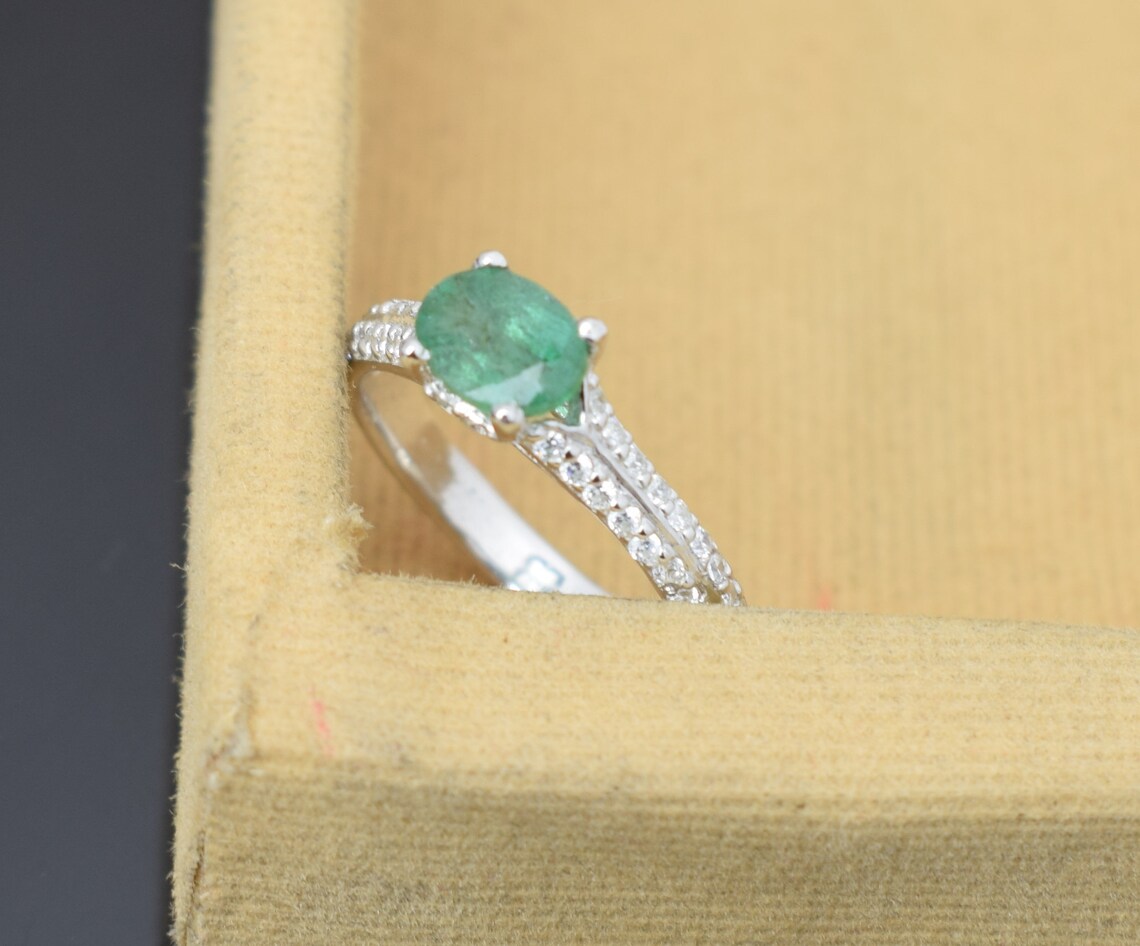 Columbian Emerald Ring 925 Sterling Silver Emerald Stacking | Etsy