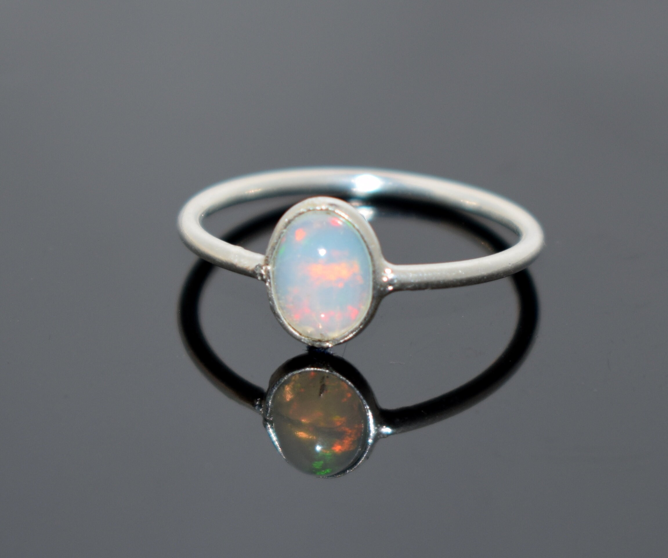 Opal Ring, Opal Tiny Ring, Simple Ring, Petite Ring, Statement Ring ...