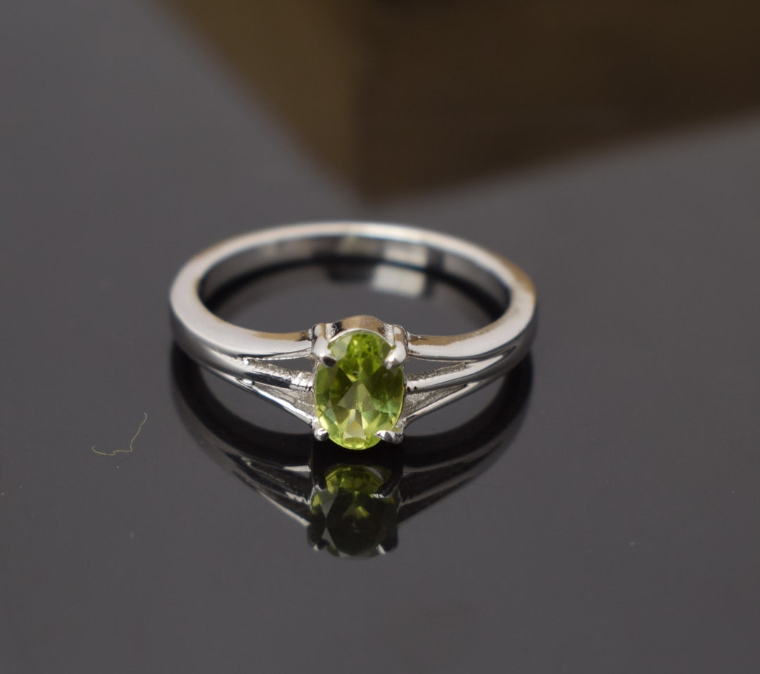 Peridot Ring, Oval Peridot Ring, Simple Ring, Tiny Ring, Gift Ring ...