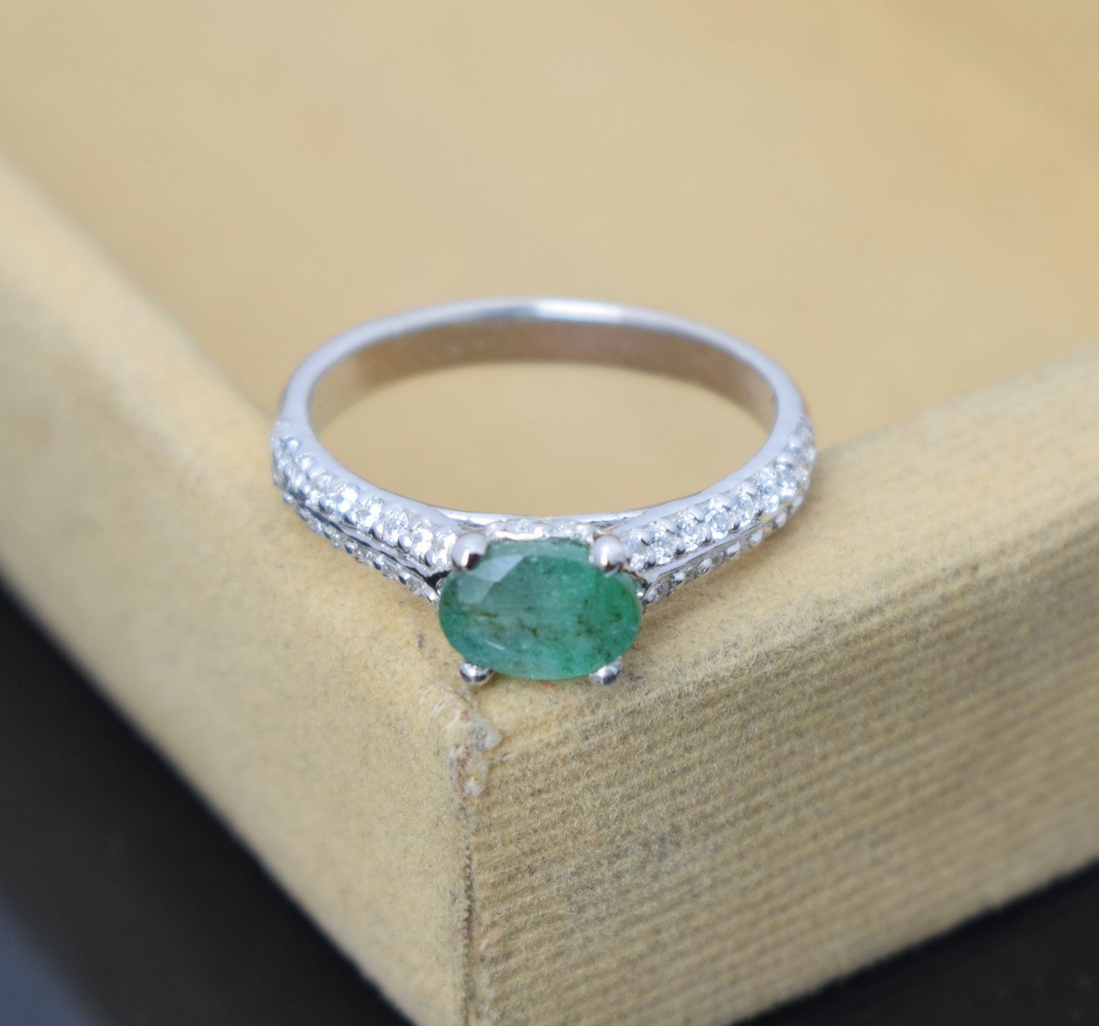 Columbian Emerald Ring 925 Sterling Silver Emerald Stacking | Etsy