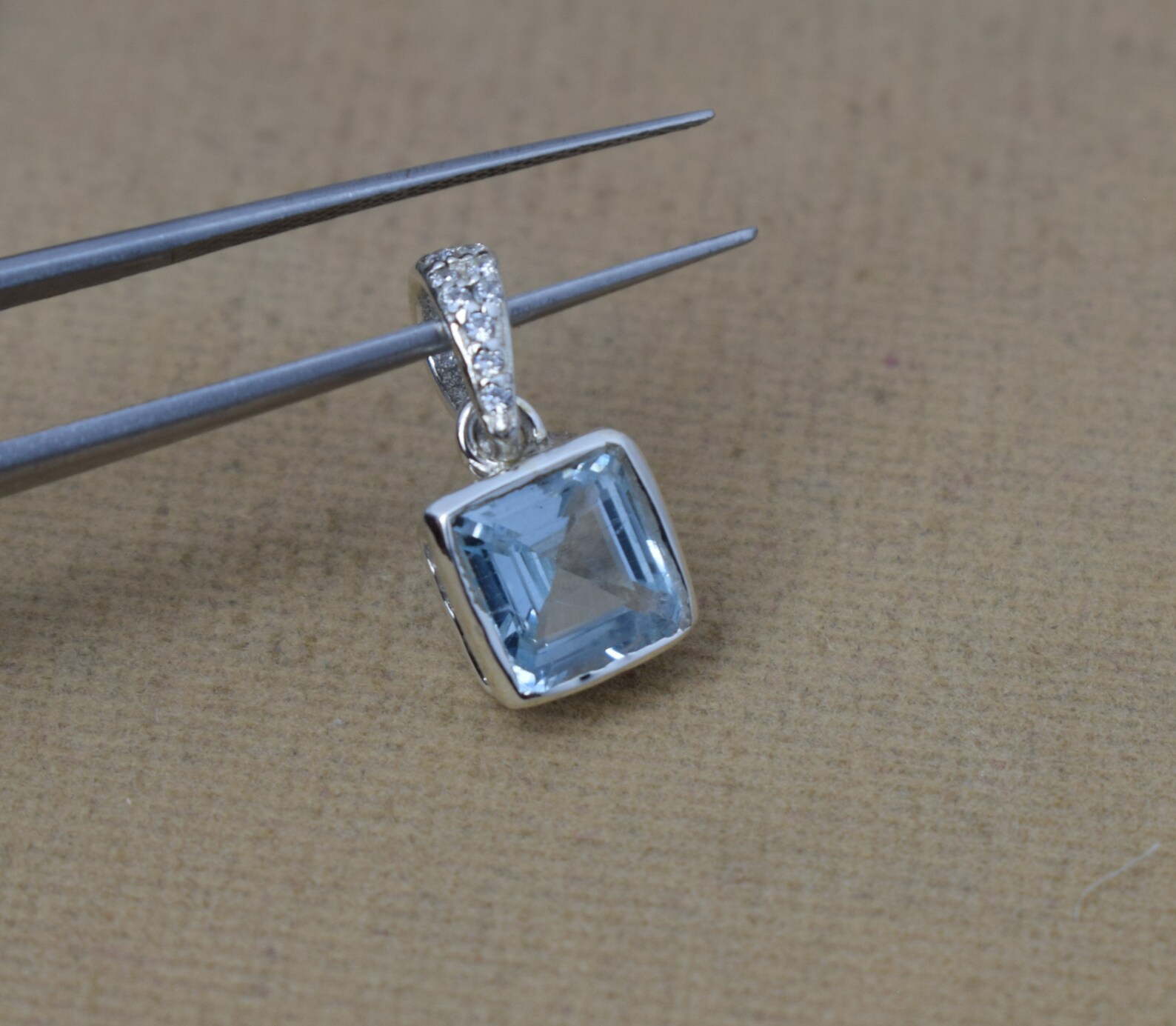 Blue Topaz Pendant Square topaz Pendant Topaz Pendant | Etsy