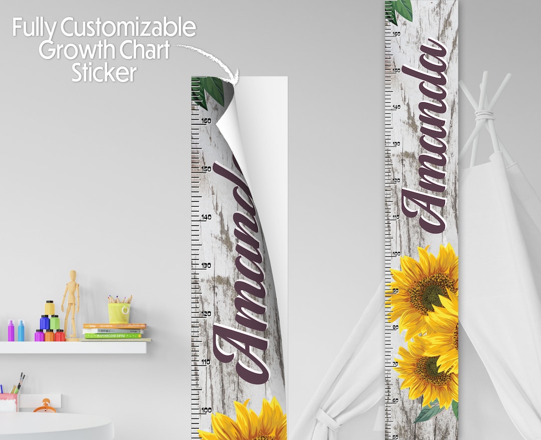 Custom Sunflower Themed Growth Chart Sticker Growth Chart - Etsy