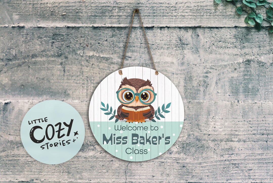 Custom Teacher Owl Themed Sign | Cute Owl Door Sign | Classroom Sign ...