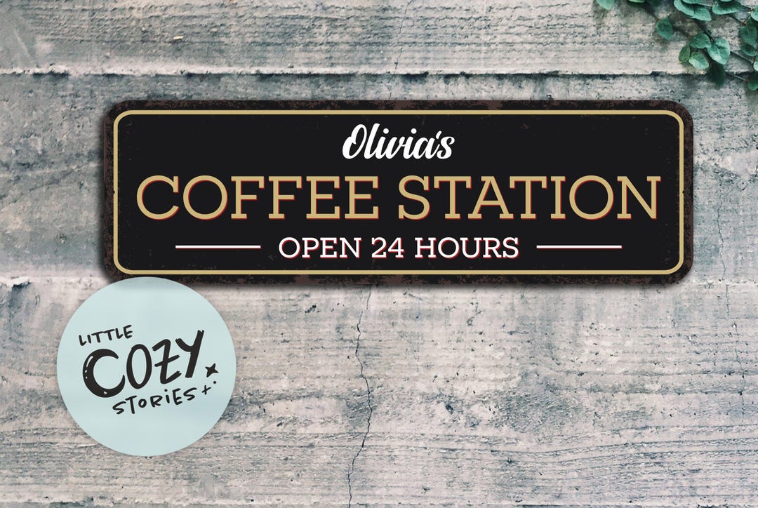 Custom Coffee Station Sign Personalized Coffee Bar Plaque Rustic ...