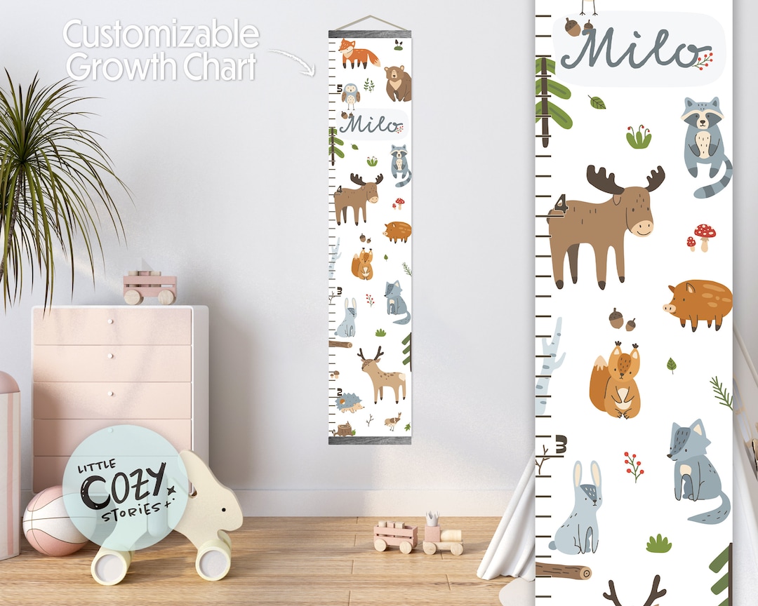Custom Woodland Themed Growth Chart | Forest Animal Growth Chart ...