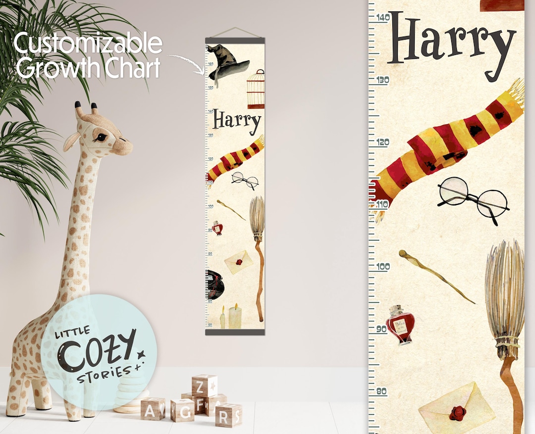 Custom Wizard Growth Chart: Canvas Nursery Decor, Magical Height Ruler ...