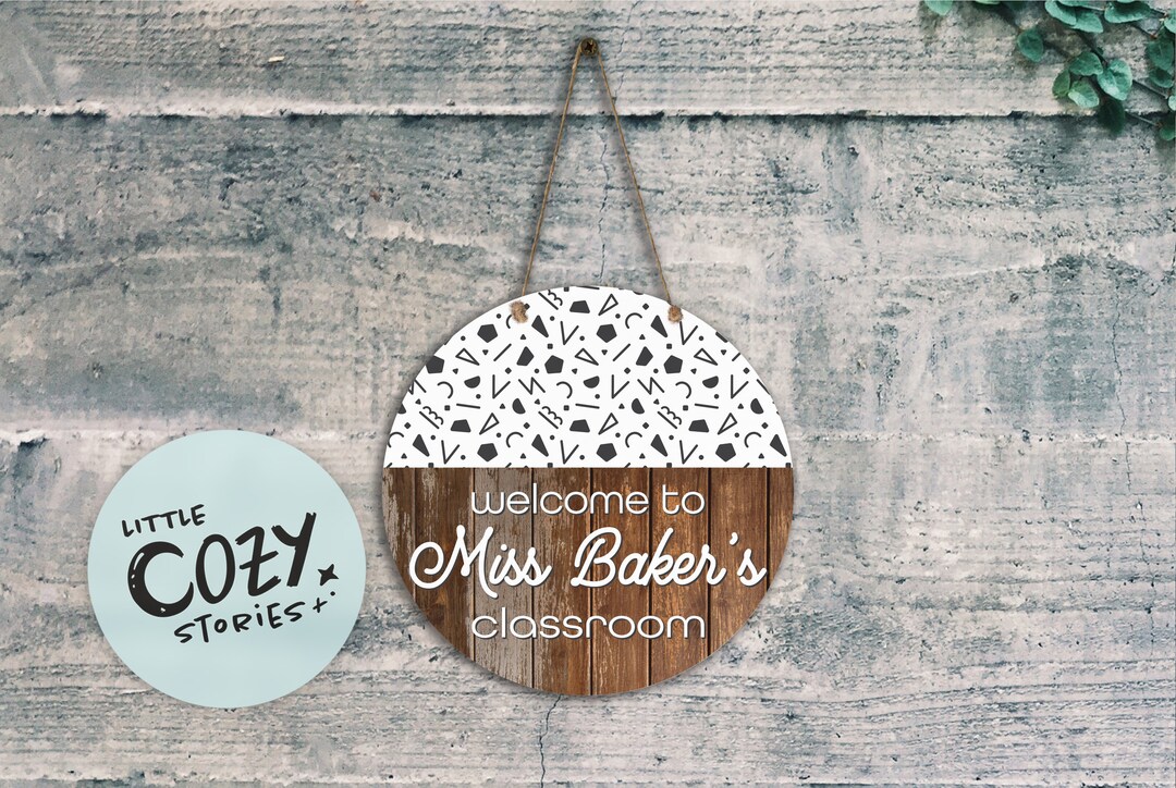 Custom Teacher Classroom Sign | Teacher Door Sign | Geometric Pattern ...