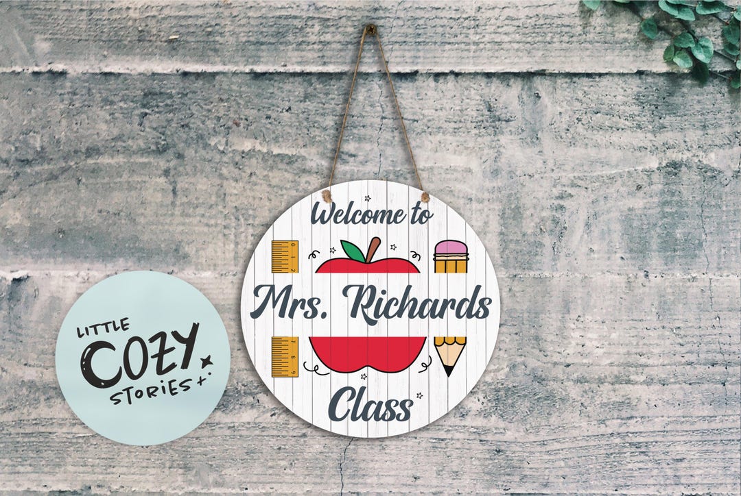 Custom Apple Teacher Sign: Classroom Door Decor, Educator Gift - Etsy