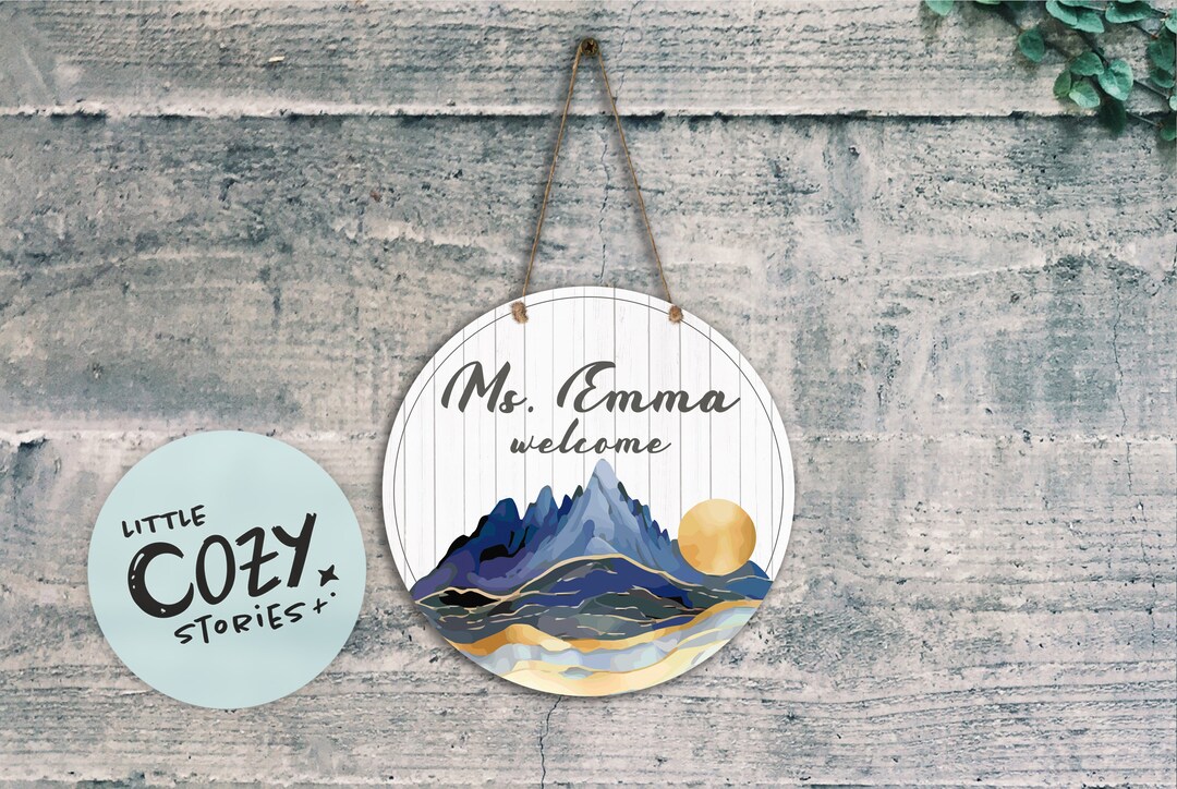 Custom Watercolor Mountains Teacher Sign | Mountains Door Sign ...