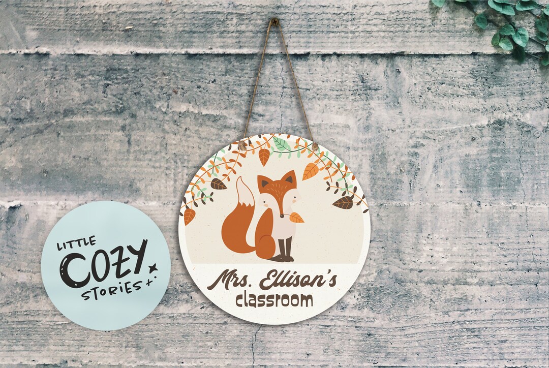 Custom Teacher Fox Themed Sign | Cute Fox Door Sign | Classroom Sign ...