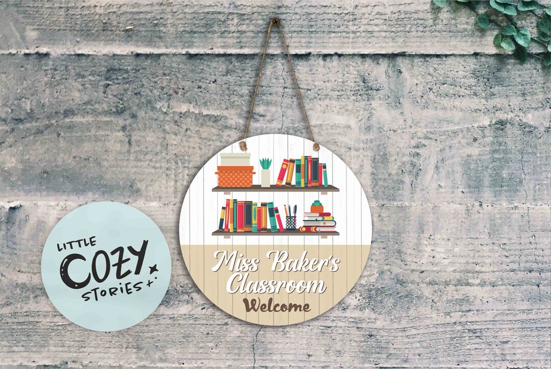 Custom Teacher Classroom Sign: Boho Bookshelf Decor, Metal Door Sign - Etsy