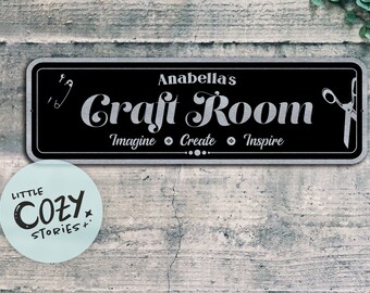 Personalized Craft Room Chalkboard Look Metal Room Sign Welcome Sign ...