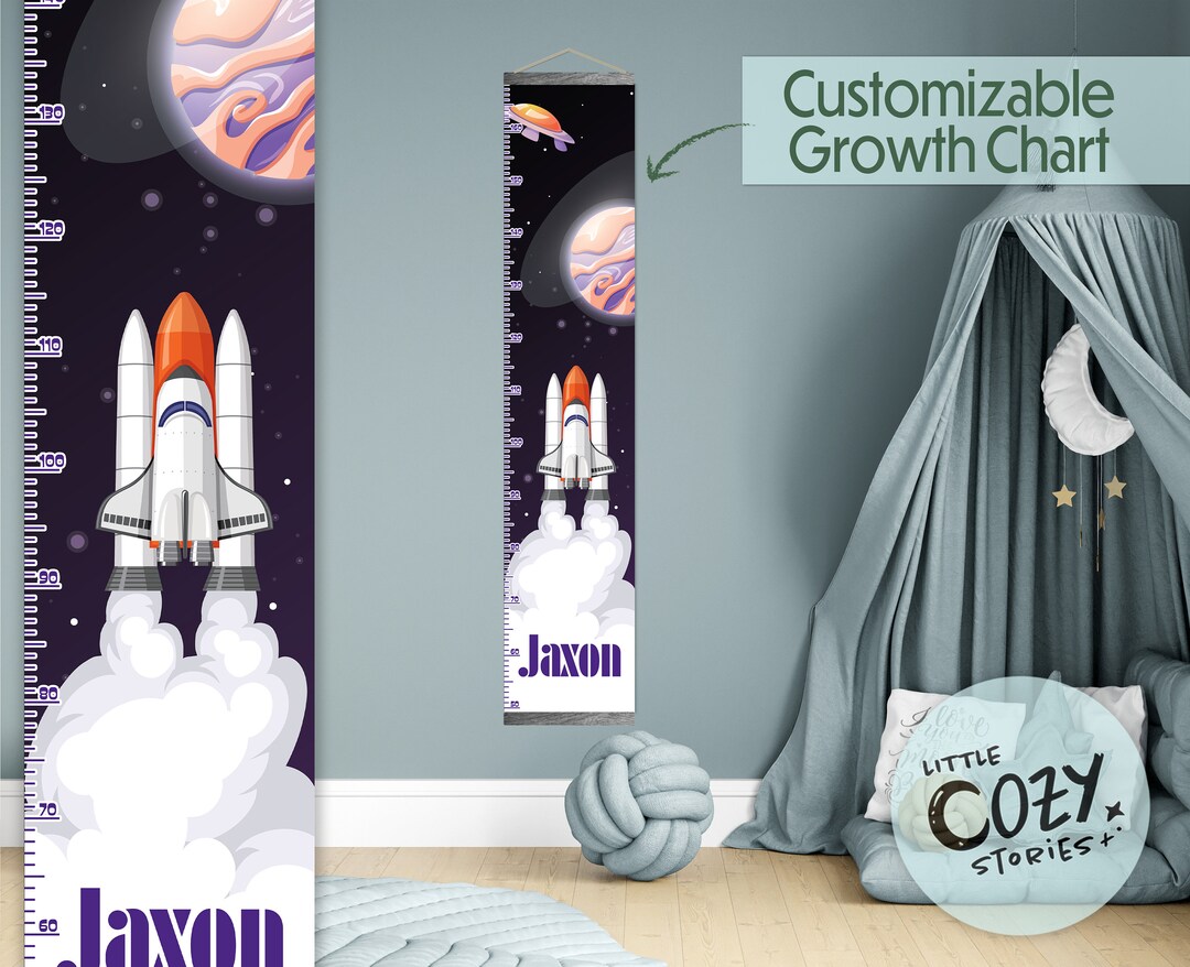 Custom Space Rocket Growth Chart: Canvas Nursery Decor - Etsy