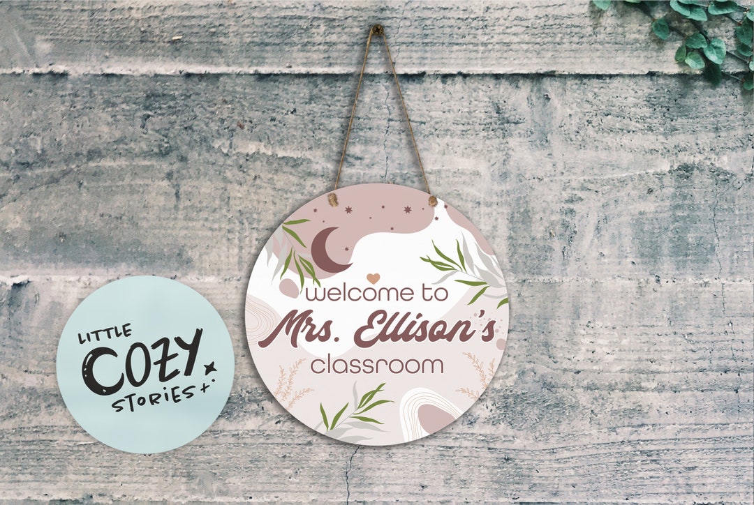 Custom Boho Themed Teacher Sign Cute Boho Door Sign Classroom Sign Wall ...
