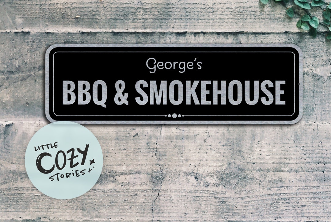 Personalized BBQ Smokehouse Sign: Rustic Aluminum Composite, Custom ...