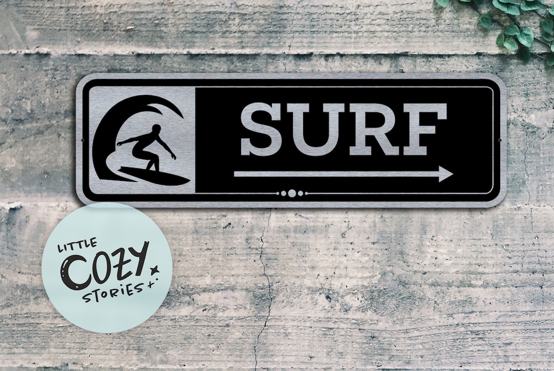 Custom Surfing Sign | Indoor-outdoor Metal Weatherproof Sign | Beach ...
