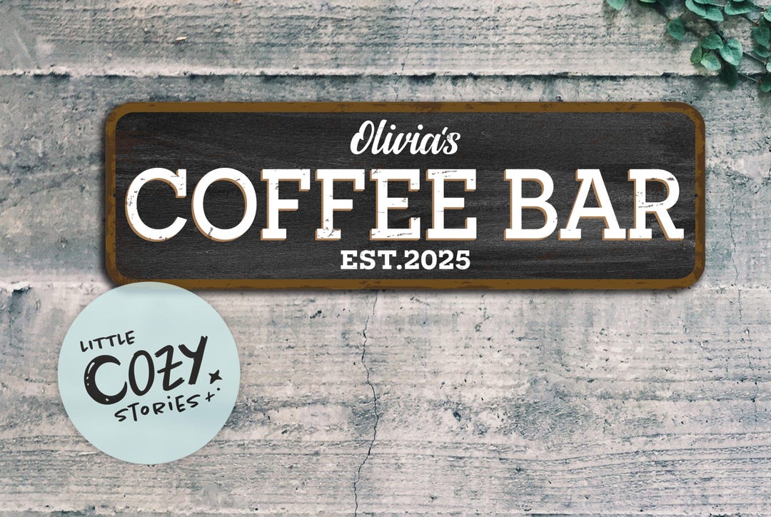 Custom Coffee Bar Sign | Personalized Coffee Shop Plaque | Rustic ...