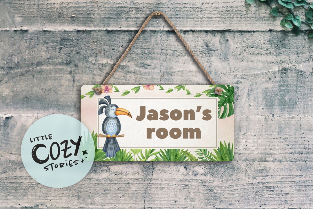 Custom Jungle Bird Room Sign: Safari Animal Metal Door Plaque - Etsy