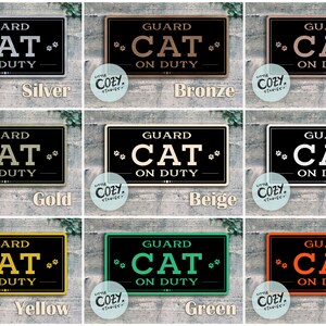Guard Cat on Duty Sign | Funny Cat Sign | Custom Metal Sign | Cat Lover ...