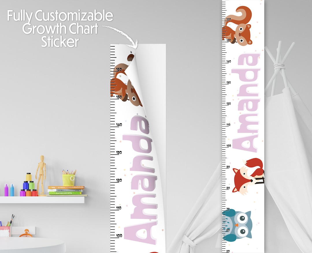 Custom Woodland Themed Growth Chart Sticker Growth Chart - Etsy
