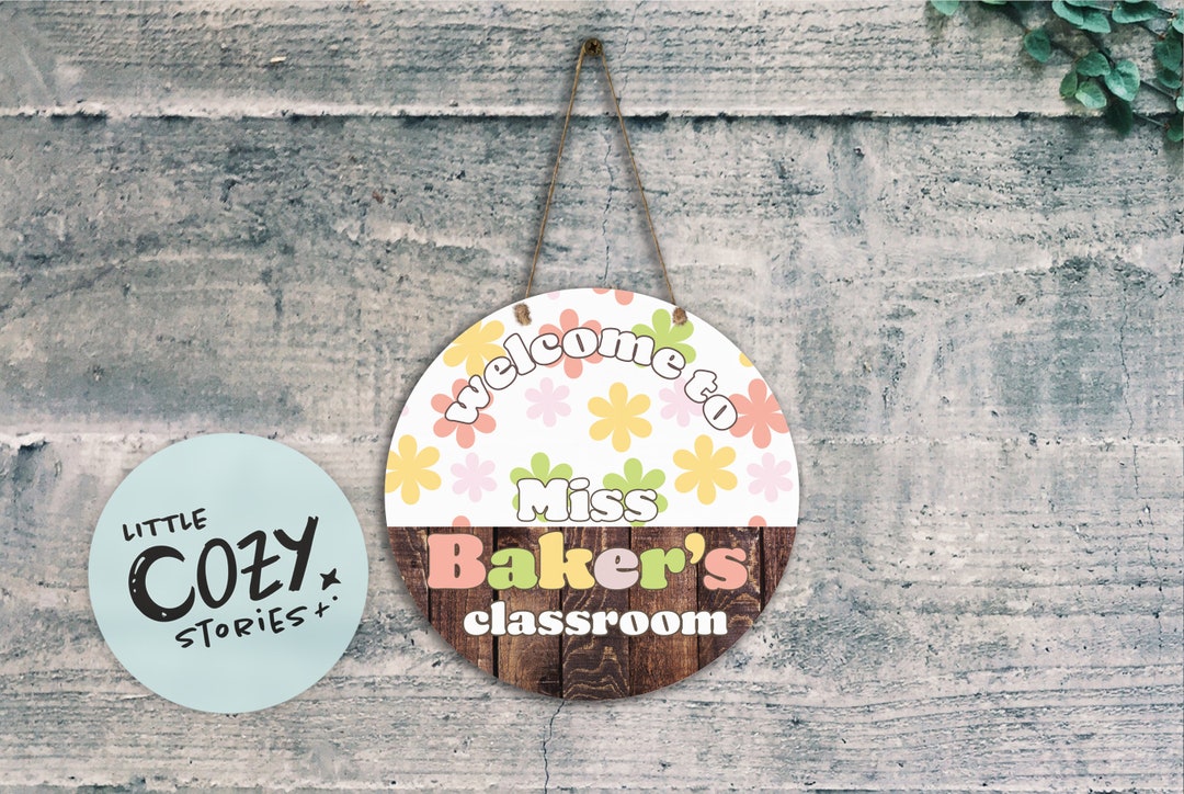 Custom Teacher Door Sign: Floral Classroom Decor, Metal Wall Art - Etsy