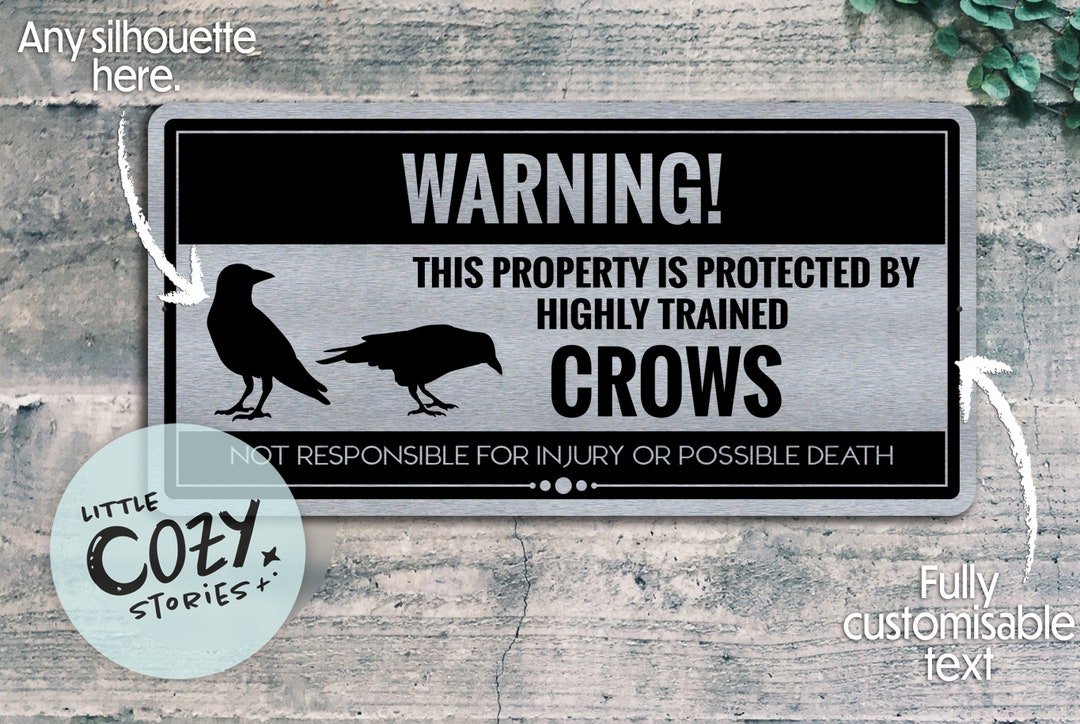 Custom Crow Silhouette Sign: Funny Farm Warning Metal Sign - Etsy