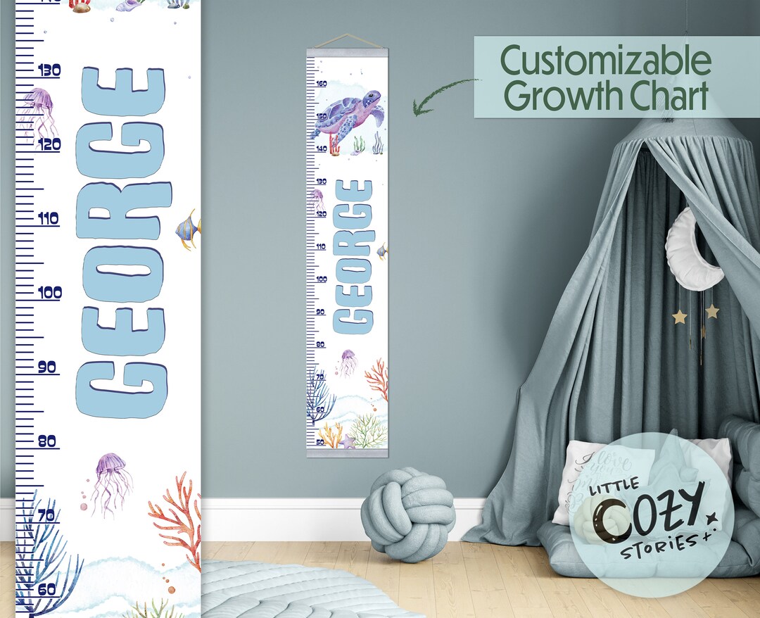 Oceanic Adventure Growth Chart for Kids Room Decor | Underwater Height ...