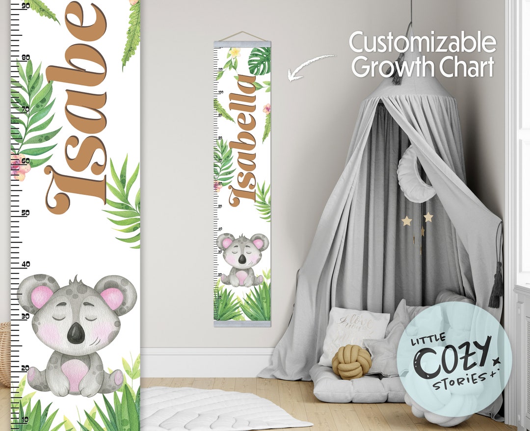 Custom Koala Themed Growth Chart | Jungle Growth Chart | Canvas Growth ...