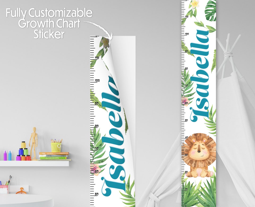 Custom Baby Lion Themed Growth Chart Sticker Jungle Themed Growth Chart ...