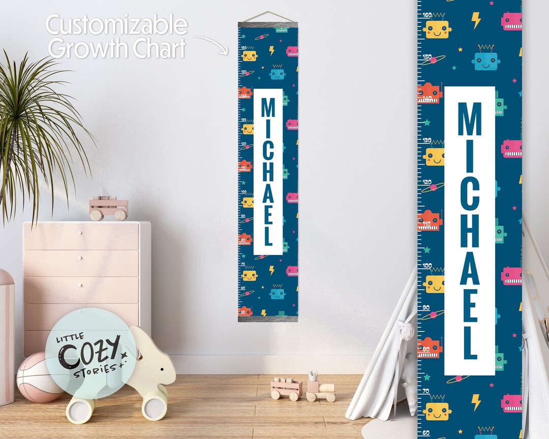 Handmade Robot Theme Growth Chart | Playful Nursery Wall Art ...