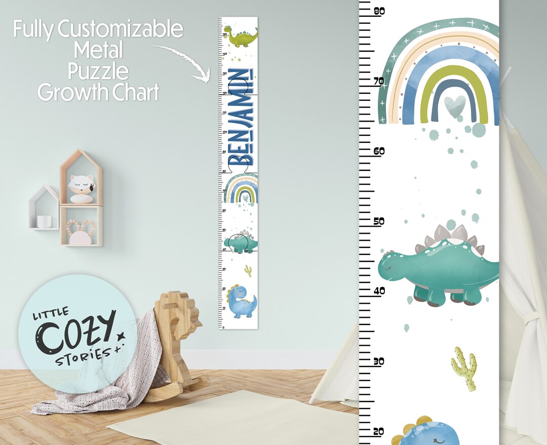 Custom Dino Themed Growth Chart Growth Chart Metal Puzzle Growth Chart ...