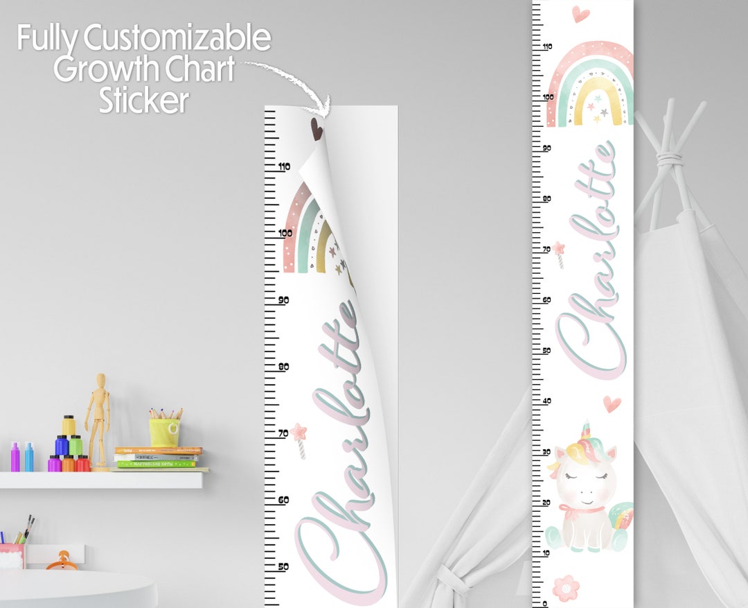 Custom Unicorn Themed Growth Chart Sticker Growth Chart - Etsy