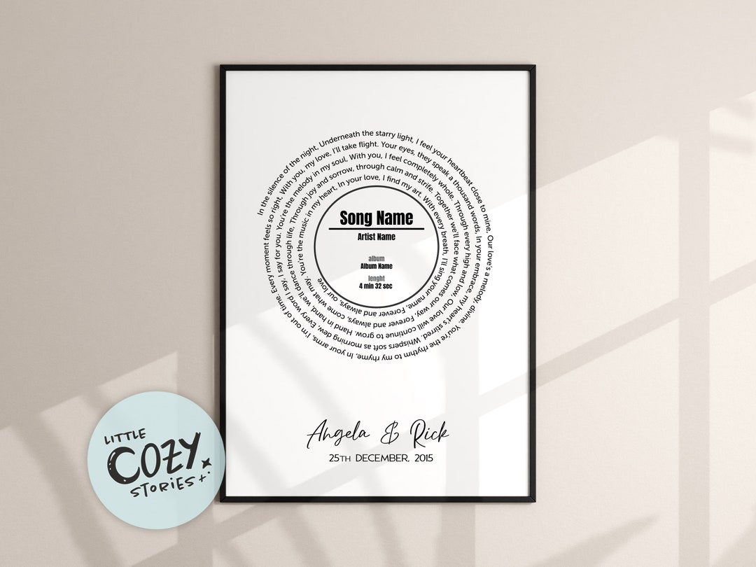 Custom Song Lyrics Poster | Vinyl Record Poster or Canvas | Your ...