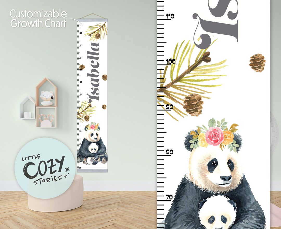 Custom Panda Themed Growth Chart | Woodland Growth Chart | Canvas ...