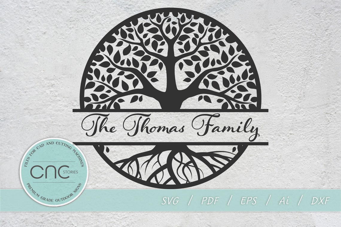 Split Monogram Tree of Life SVG Cut File Family Tree Svg - Etsy