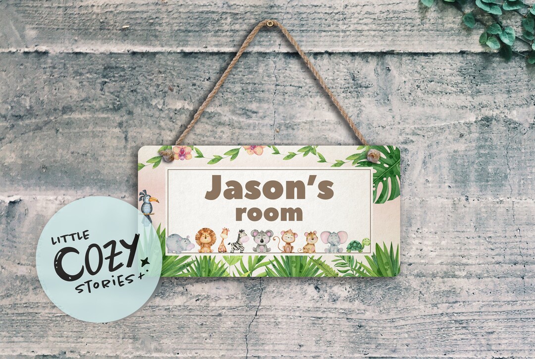 Custom Cute Safari Animal Themed Sign Kids Door Sign Bedroom Sign ...