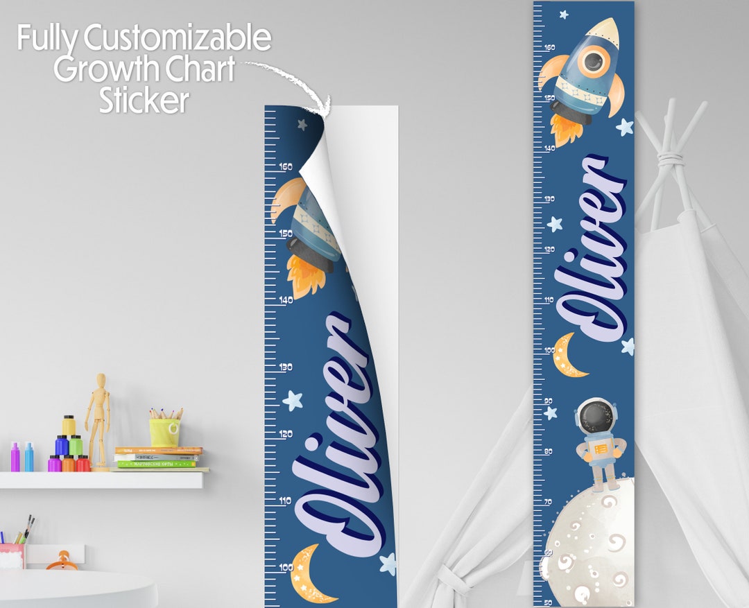 Custom Space Themed Growth Chart Sticker Growth Chart Custom Growth ...