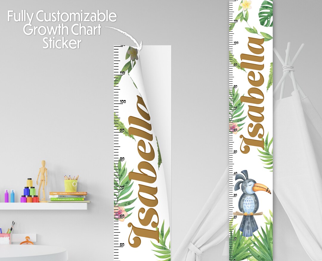 Custom Parrot Themed Growth Chart Sticker Jungle Themed Growth Chart ...