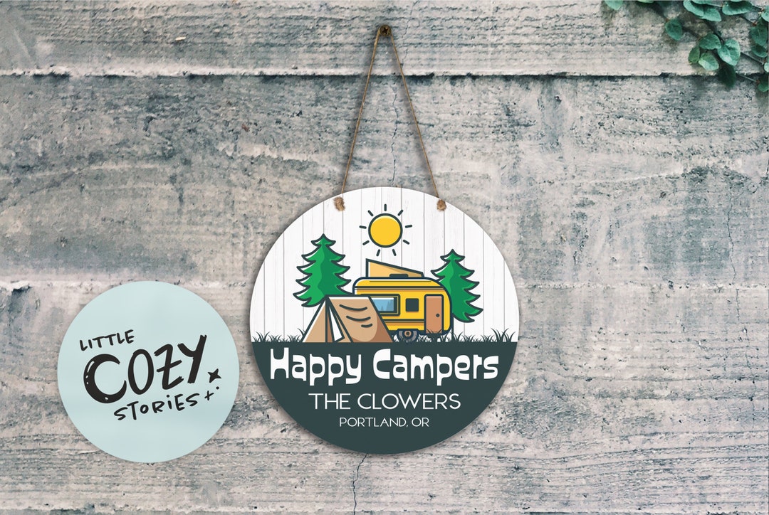 Custom Happy Campers Sign Campsite Sign Custom Camping Sign Metal ...
