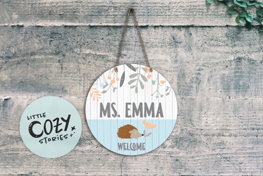 Custom Teacher Hedgehog Sign: Woodland Classroom Decor, Metal Door Art ...