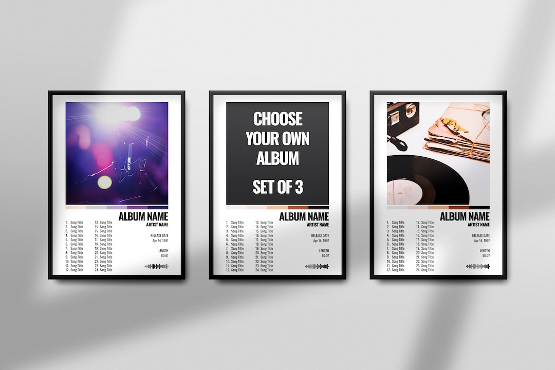 Custom Album Cover Poster Set of 3 Album Cover Poster or Canvas Wall ...