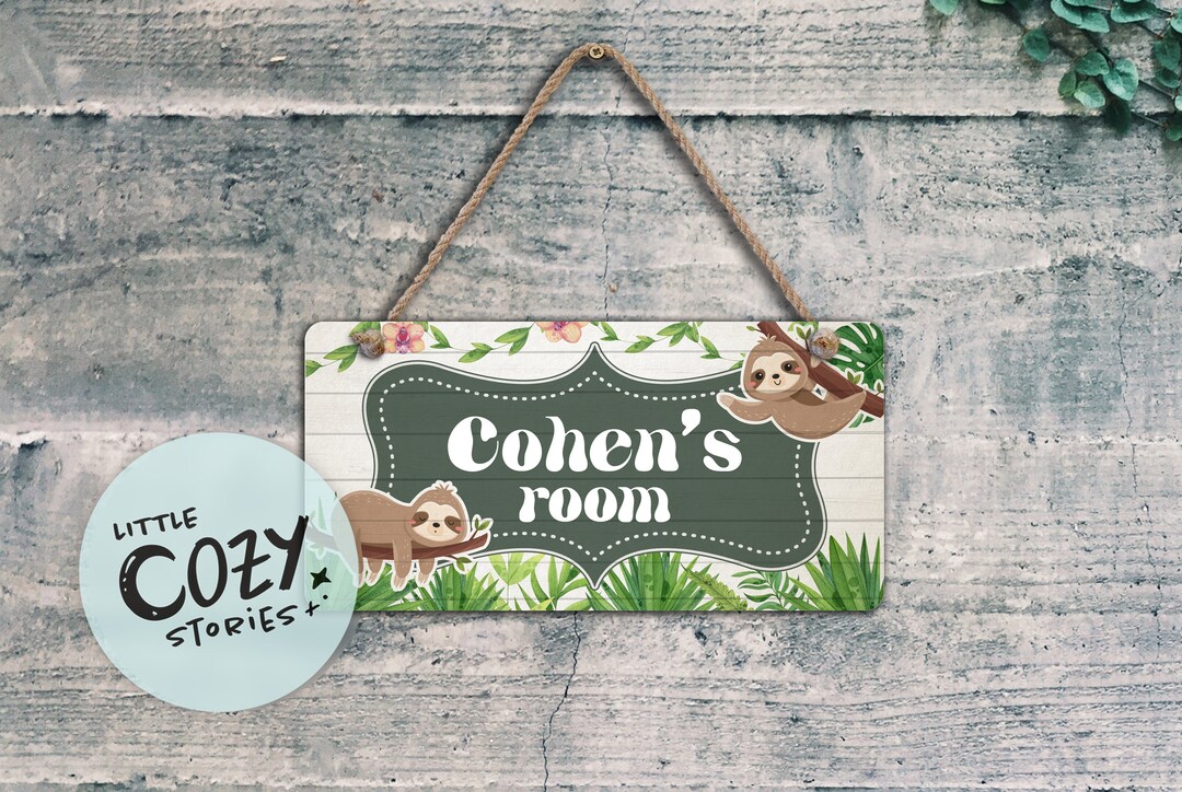 Custom Sloth Themed Sign Kids Door Sign Kids Bedroom Sign Nursery ...