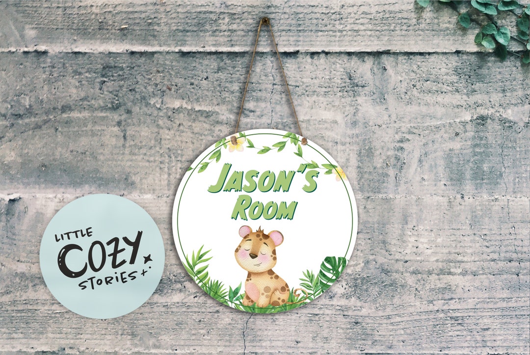 Custom Cute Tiger Themed Sign Safari Jungle Round Kids Door Sign ...