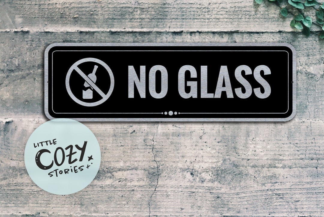 No Glass Sign | Custom Swimming Pool Sign | Custom Modern Metal Sign ...
