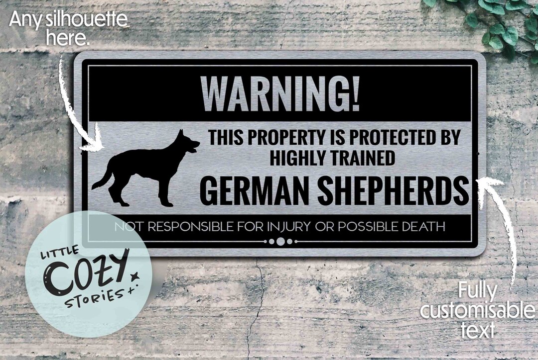 Custom German Shepherd Warning Sign: Metal Dog Breed Silhouette - Etsy