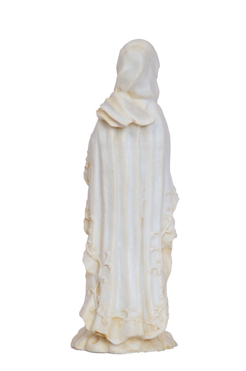7" Small Virgin Mother Mary Statue Sculpture Handmade of White Poly ...