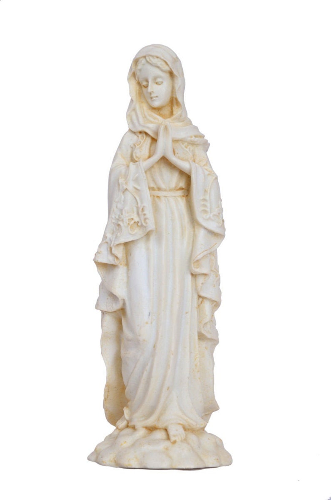 7" Small Virgin Mother Mary Statue Sculpture Handmade of White Poly ...
