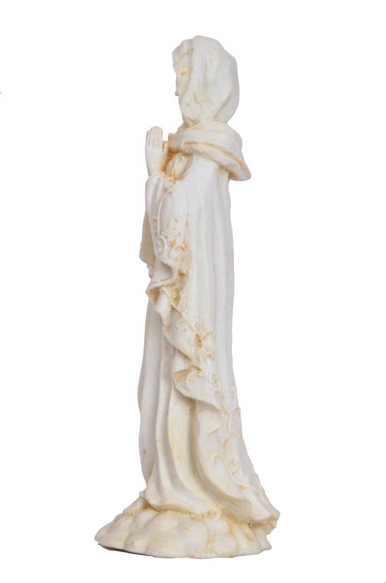 7" Small Virgin Mother Mary Statue Sculpture Handmade of White Poly ...