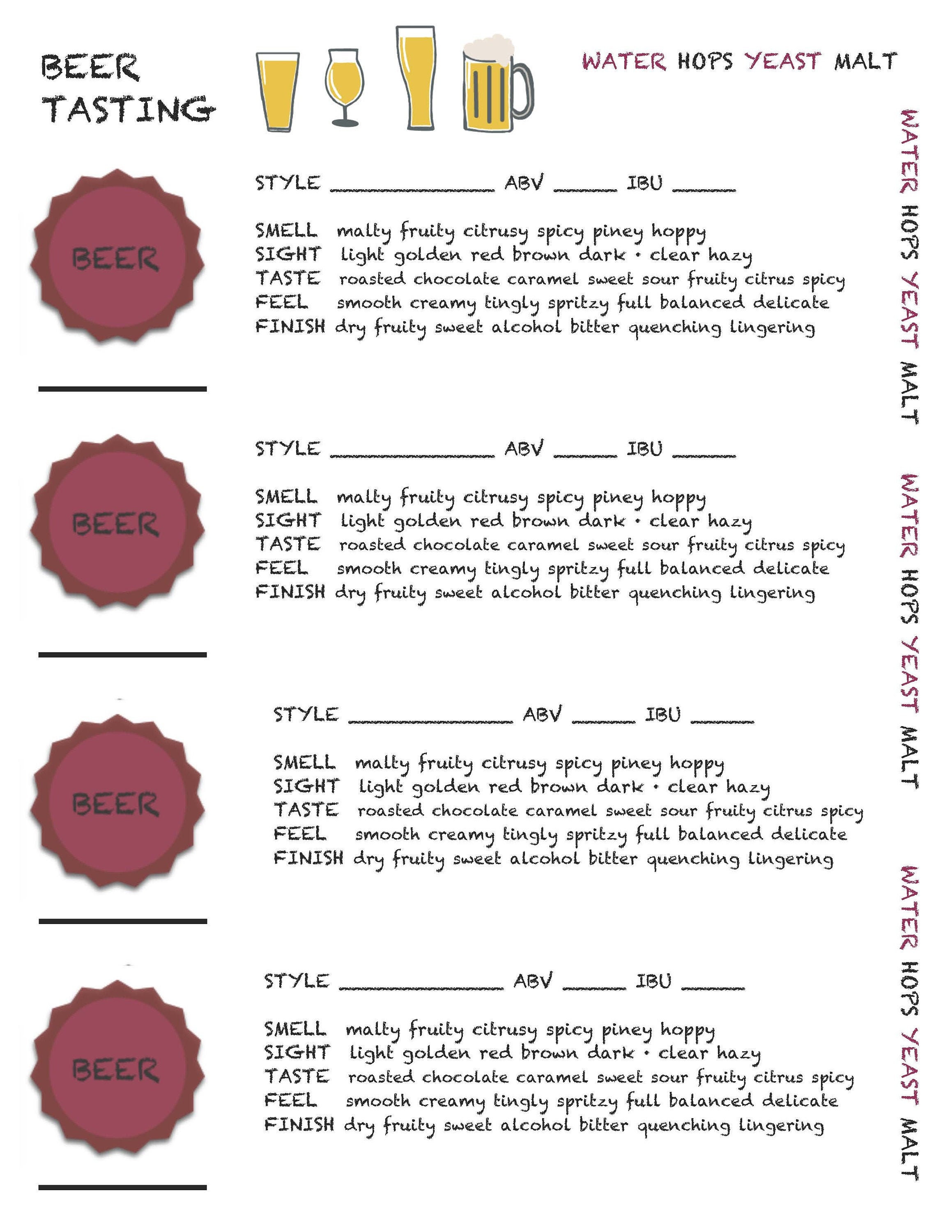 Beer Tasting Notes Template