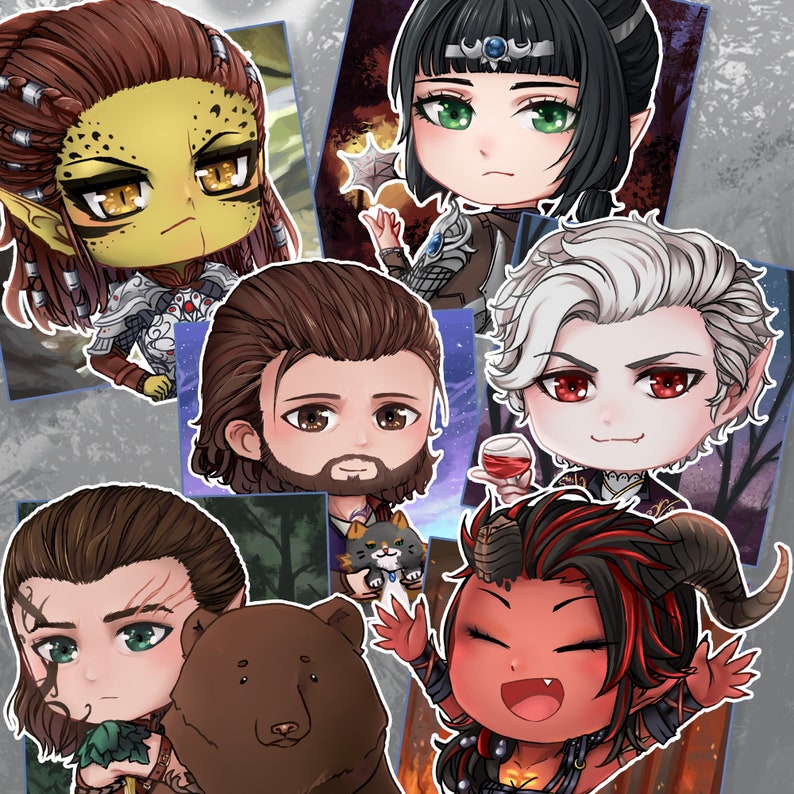 Baldur's Gate 3, Sticker Set 6, Astarion, Gale, Lazel, Halsin ...